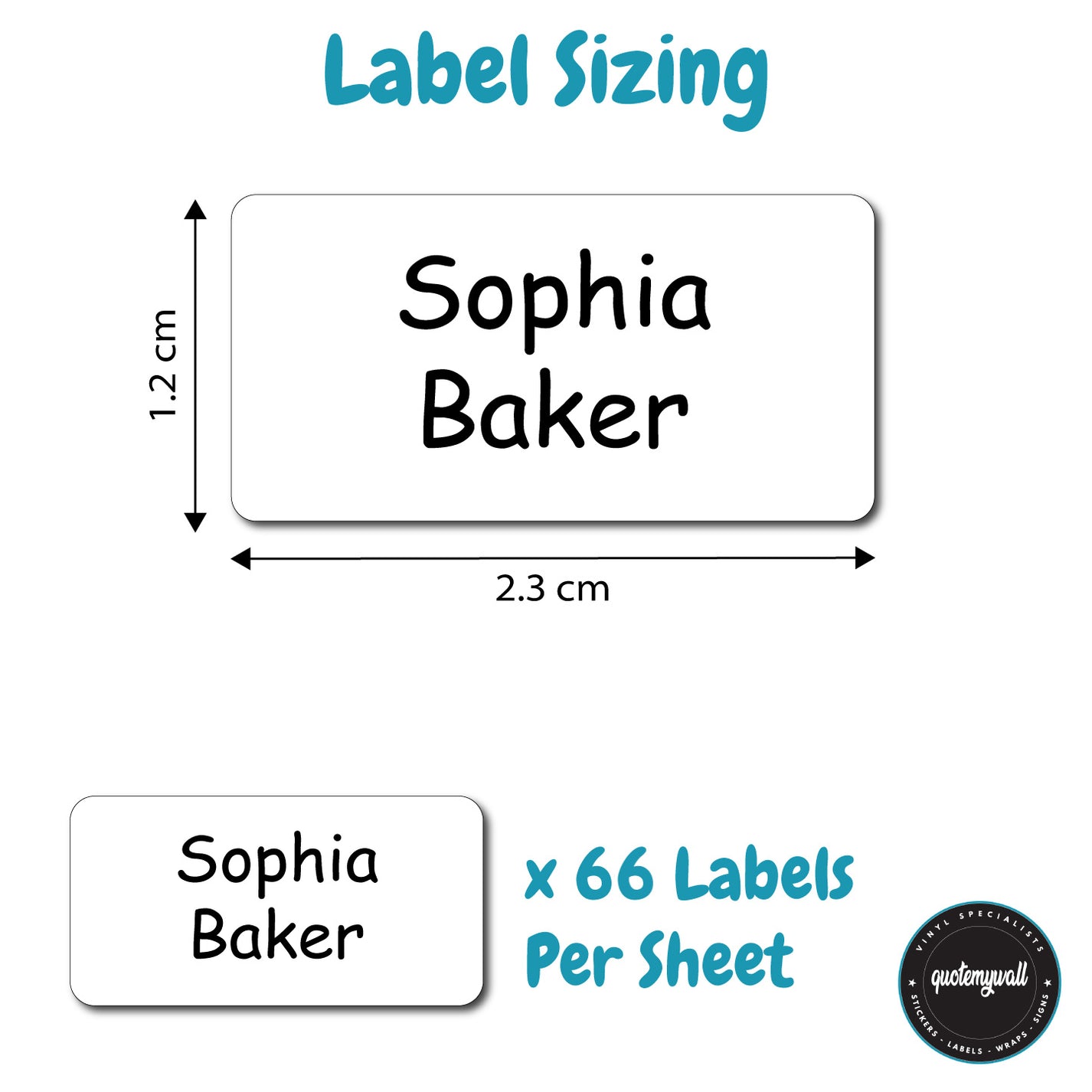 66 Personalised Stick On Clothing Labels For School & Care Homes Cloth