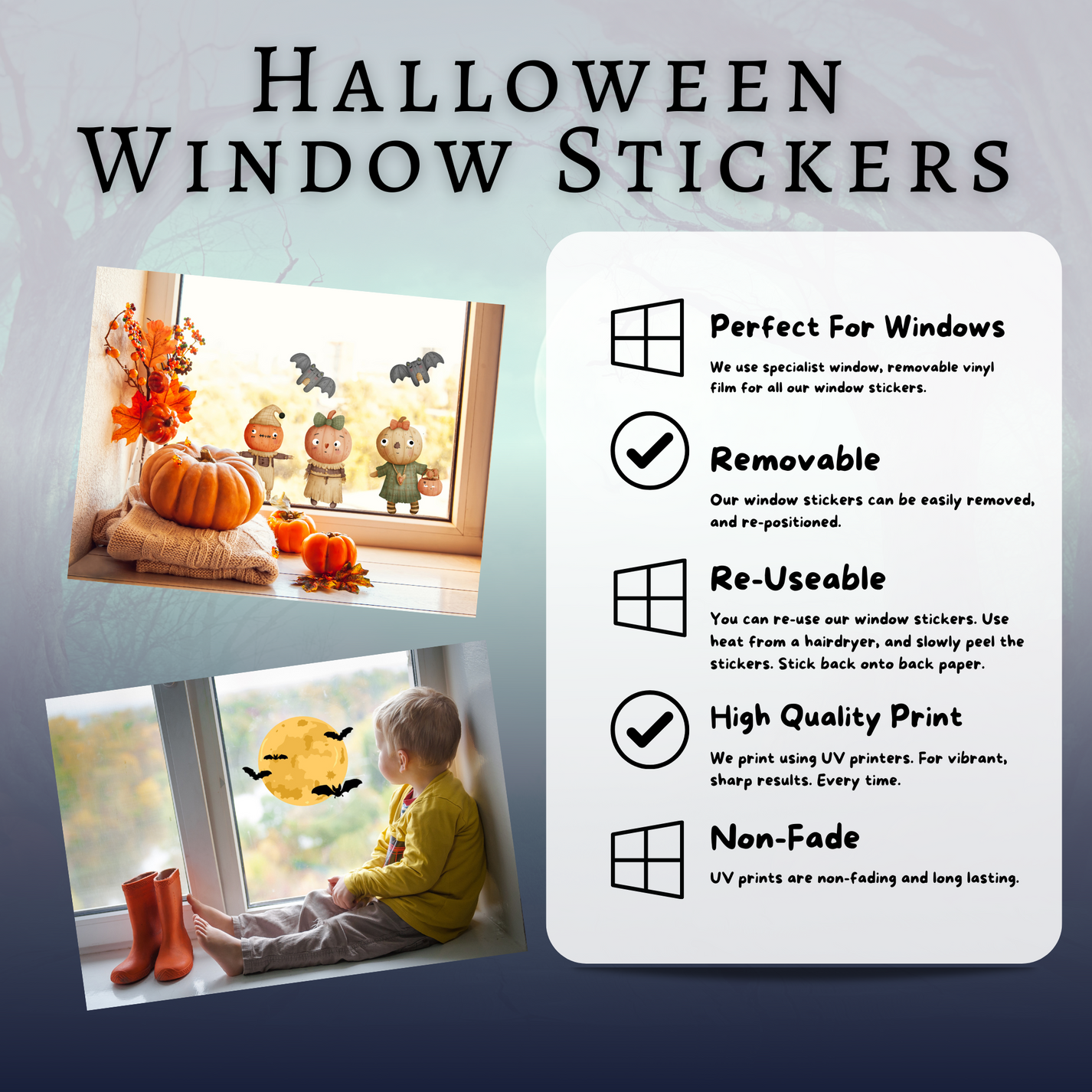 Hanging Halloween Window Stickers