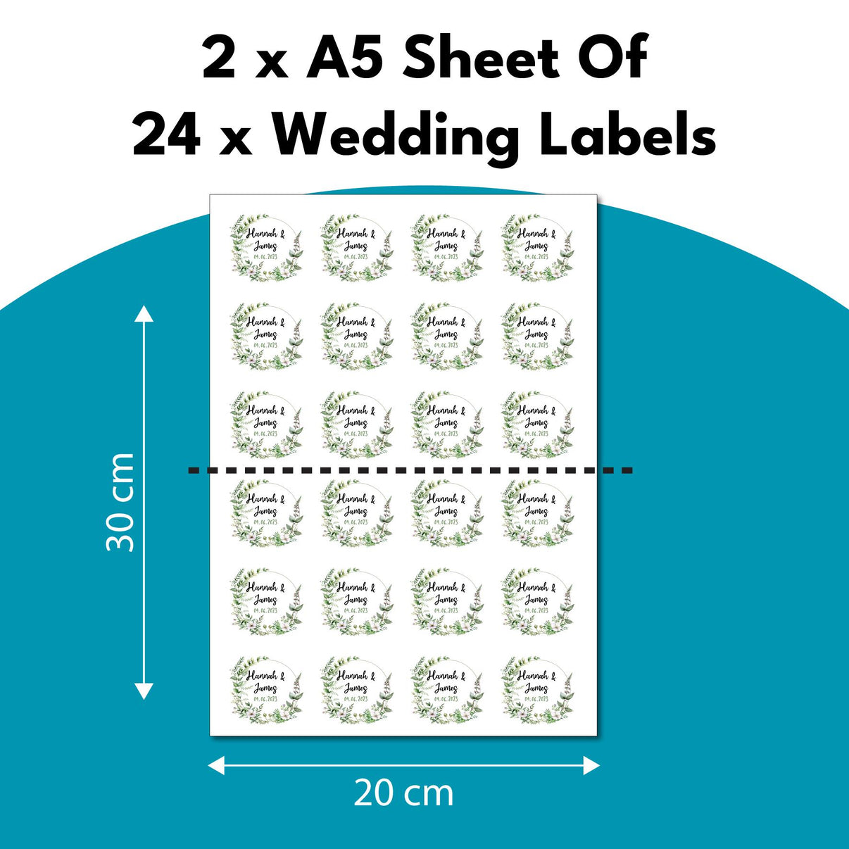 Customised Wedding Day Stickers Labels - Names & Date Wedding Favours