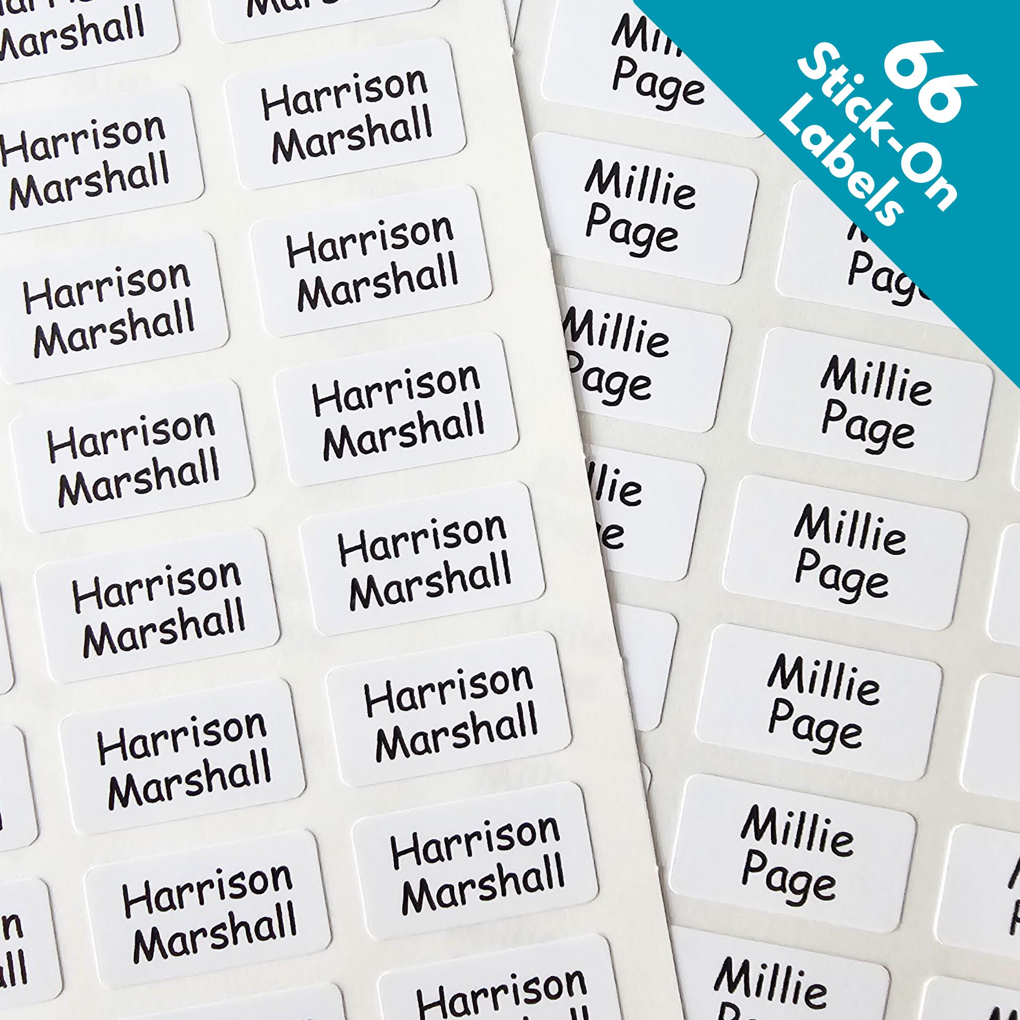 66 x Stick-On Washable Name Label Tags