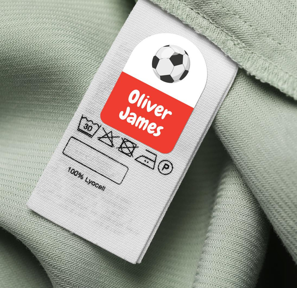 20 x Red & White Football Name Sticky Stick On Labels