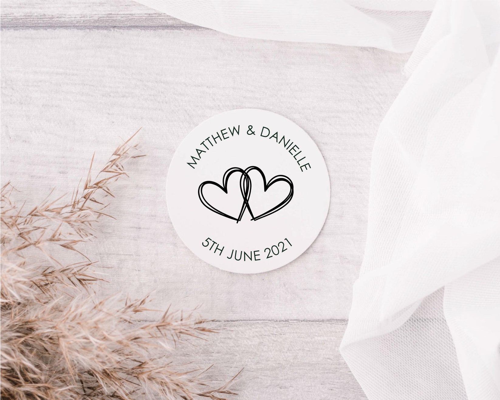 Customised Wedding Day Stickers Labels - Names & Date Wedding Favours