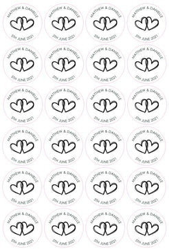 Customised Wedding Day Stickers Labels - Names & Date Wedding Favours
