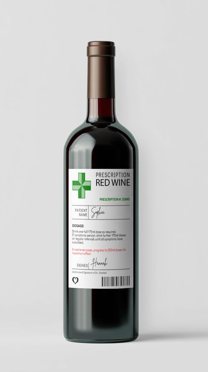 Personalised Red Wine Funny Label Sticker Birthday Gift for Him & Her