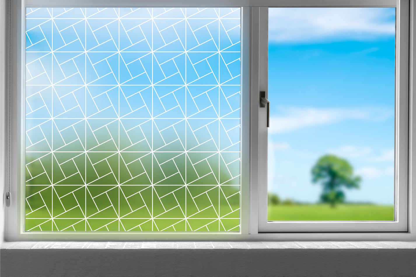 Slanted Square Geometric Tile Print Frosted Glass Film