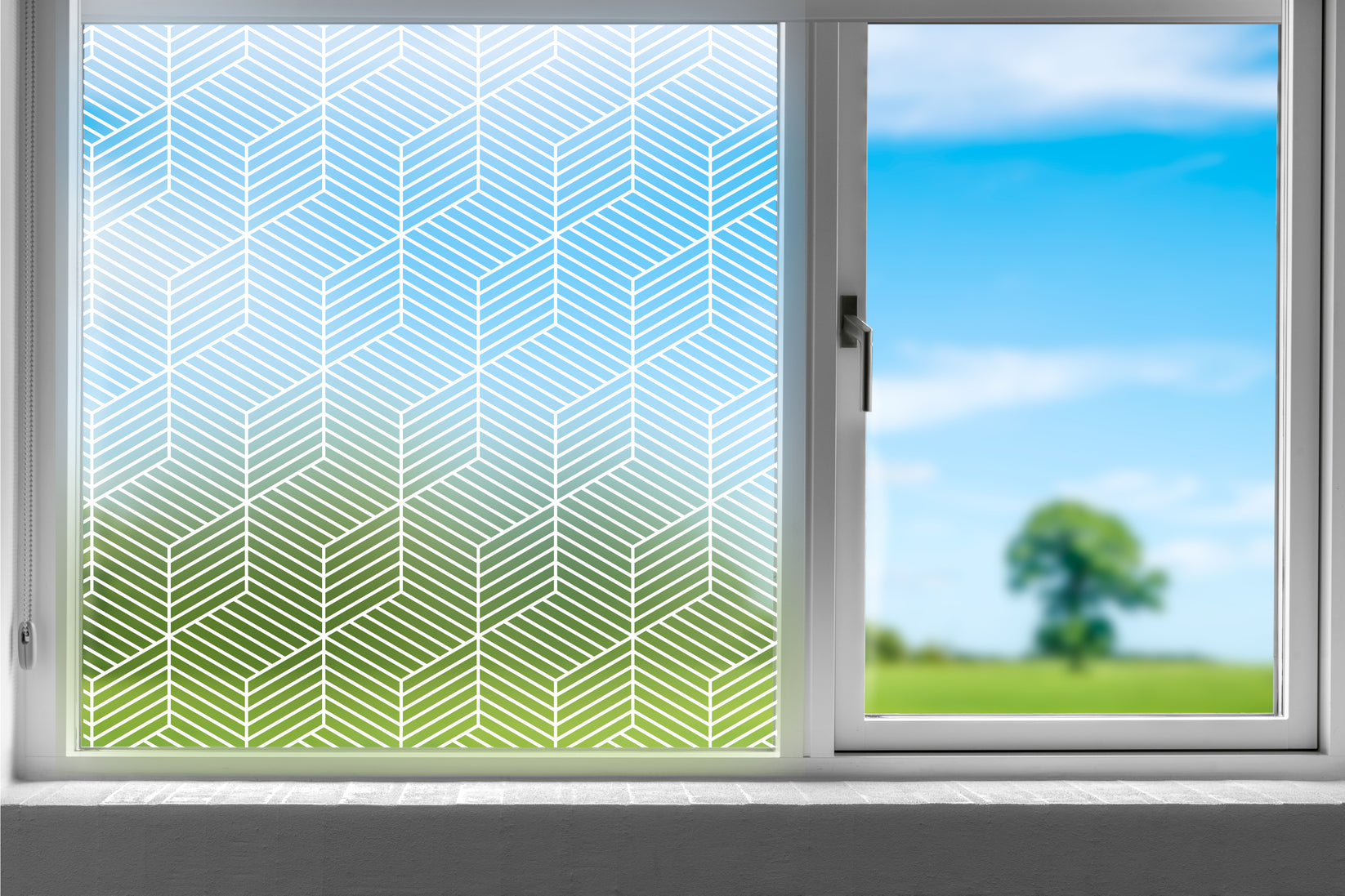 Striped Cube Fine Lines Privacy Frosted Window Glass Film – QuoteMyWall