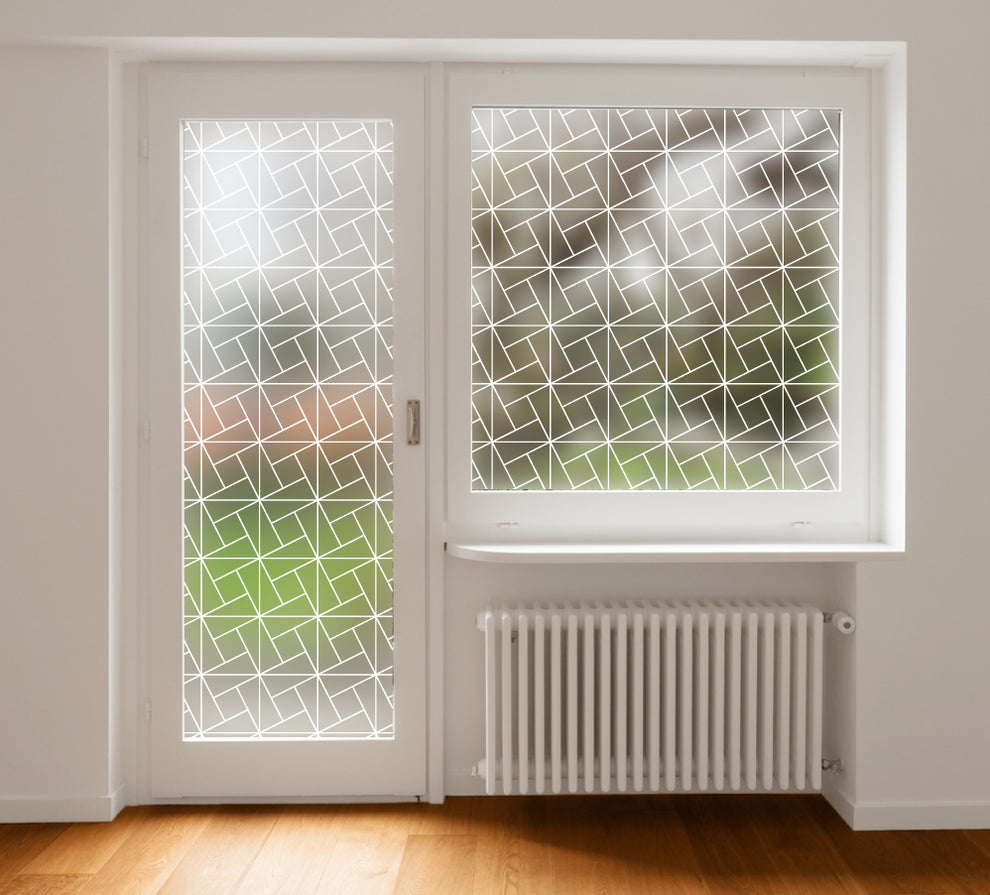 Slanted Square Geometric Tile Print Frosted Glass Film