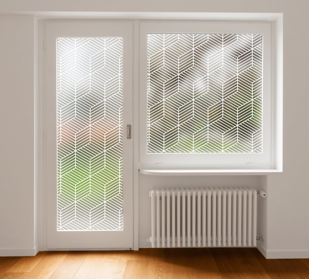 Striped Cube Fine Lines Privacy Frosted Window Glass Film – QuoteMyWall