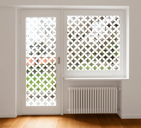 Circle Quarters Clear Privacy Window Glass Film