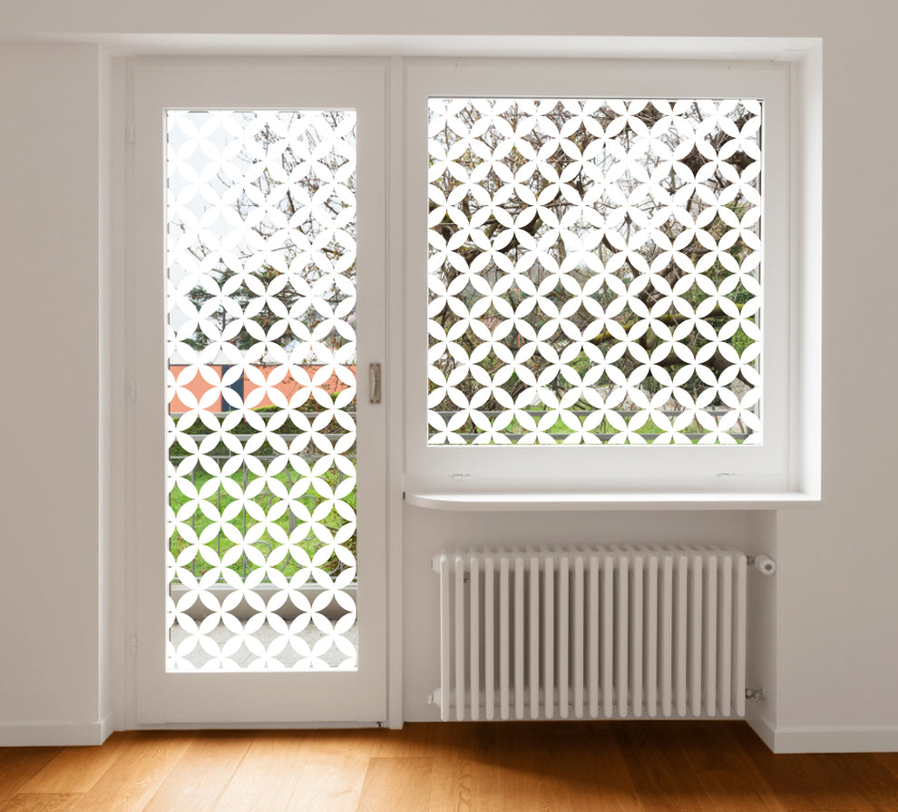Circle Quarters Clear Privacy Window Glass Film