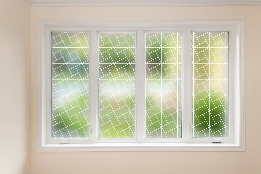 Slanted Square Geometric Tile Print Frosted Glass Film