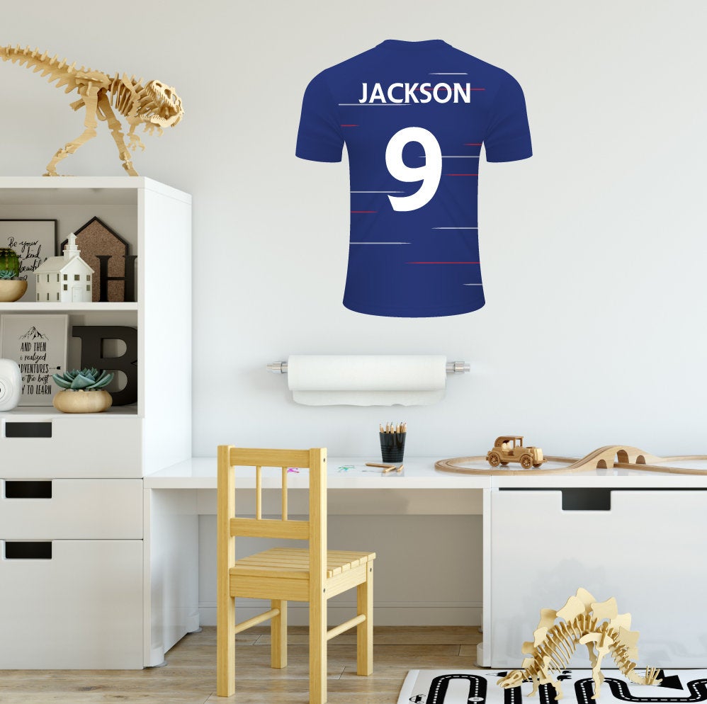 Personalised Blue Football Shirt Wall Sticker – QuoteMyWall