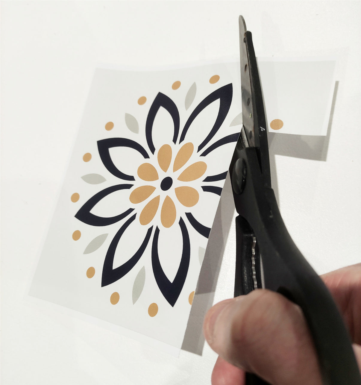 Quad Blue Floral Pattern Tile Stickers (16 Pack)