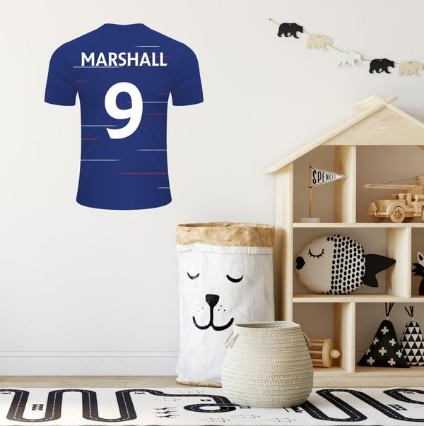 Personalised Blue Football Shirt Wall Sticker – QuoteMyWall