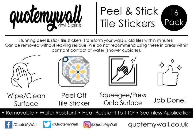 Black Astral Star Tile Stickers