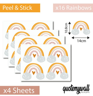 16 Large Pastel Rainbow Wall Stickers With Clouds – QuoteMyWall