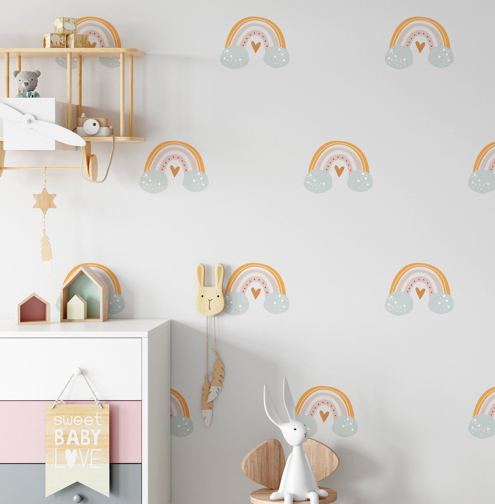 16 Large Pastel Rainbow Wall Stickers With Clouds – QuoteMyWall