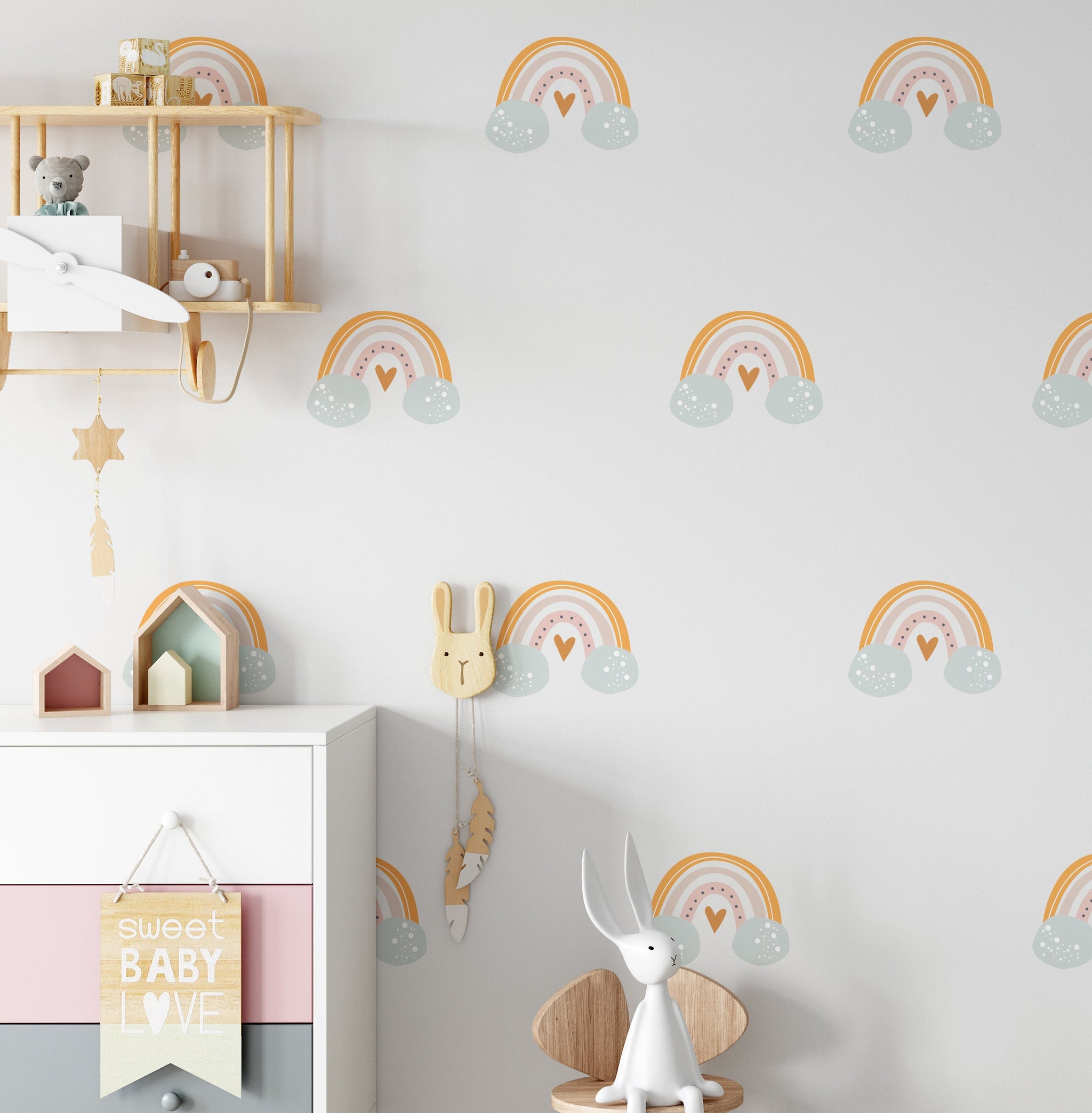 16 Large Pastel Rainbow Wall Stickers With Clouds – QuoteMyWall