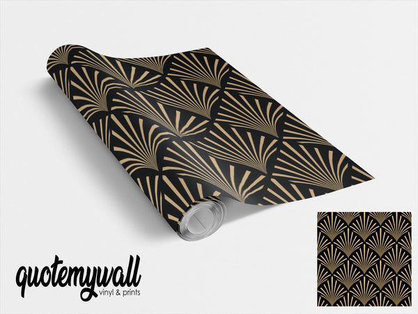 Furniture Self Adhesive Sticker Wrap Art Deco Gold Pattern Vinyl Windo