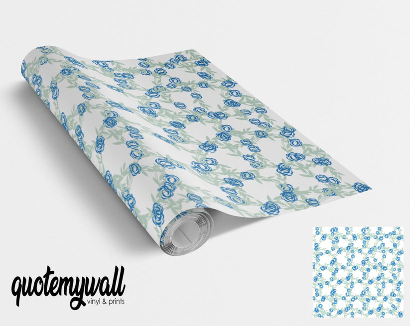 Blue & Green Leaf Floral Vinyl Wrap – QuoteMyWall