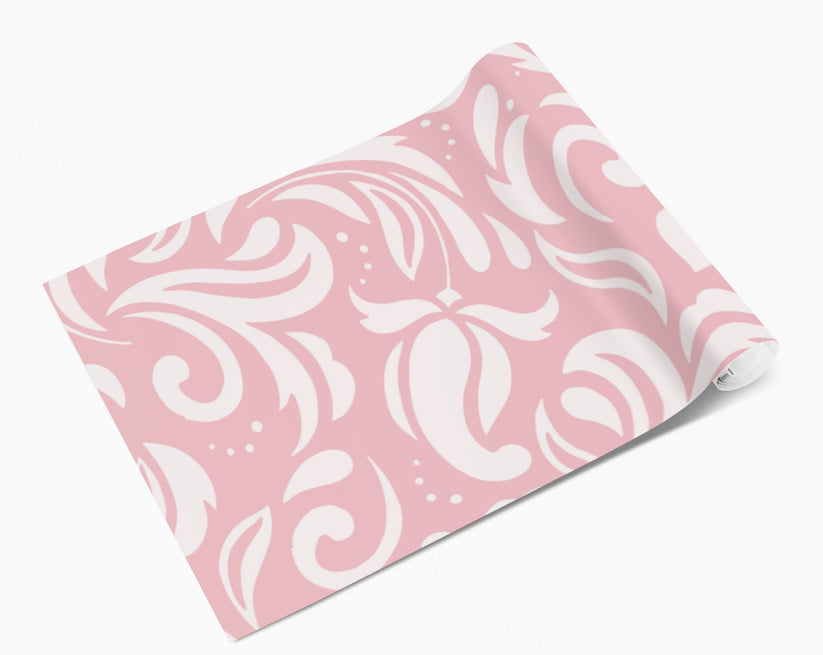 Salmon Pink Floral Pattern Vinyl Furniture Wrap