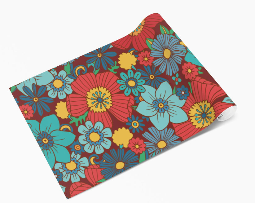 Retro Colourful Flower Pattern Vinyl Wrap – QuoteMyWall