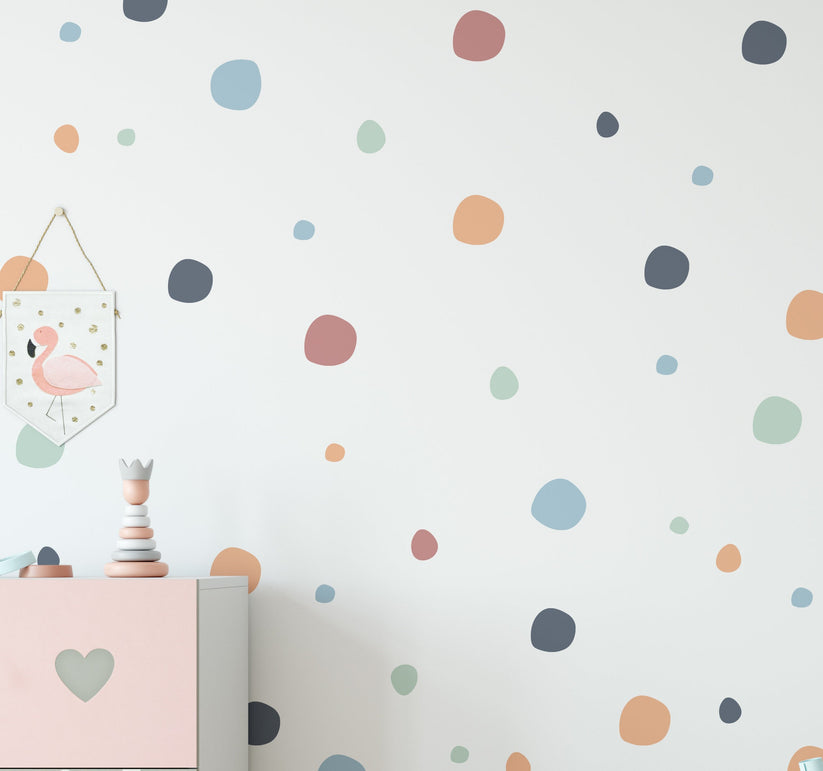 Boho Polka Dot Wall Stickers Decals For Kids Bedrooms Nursery PVC-FREE