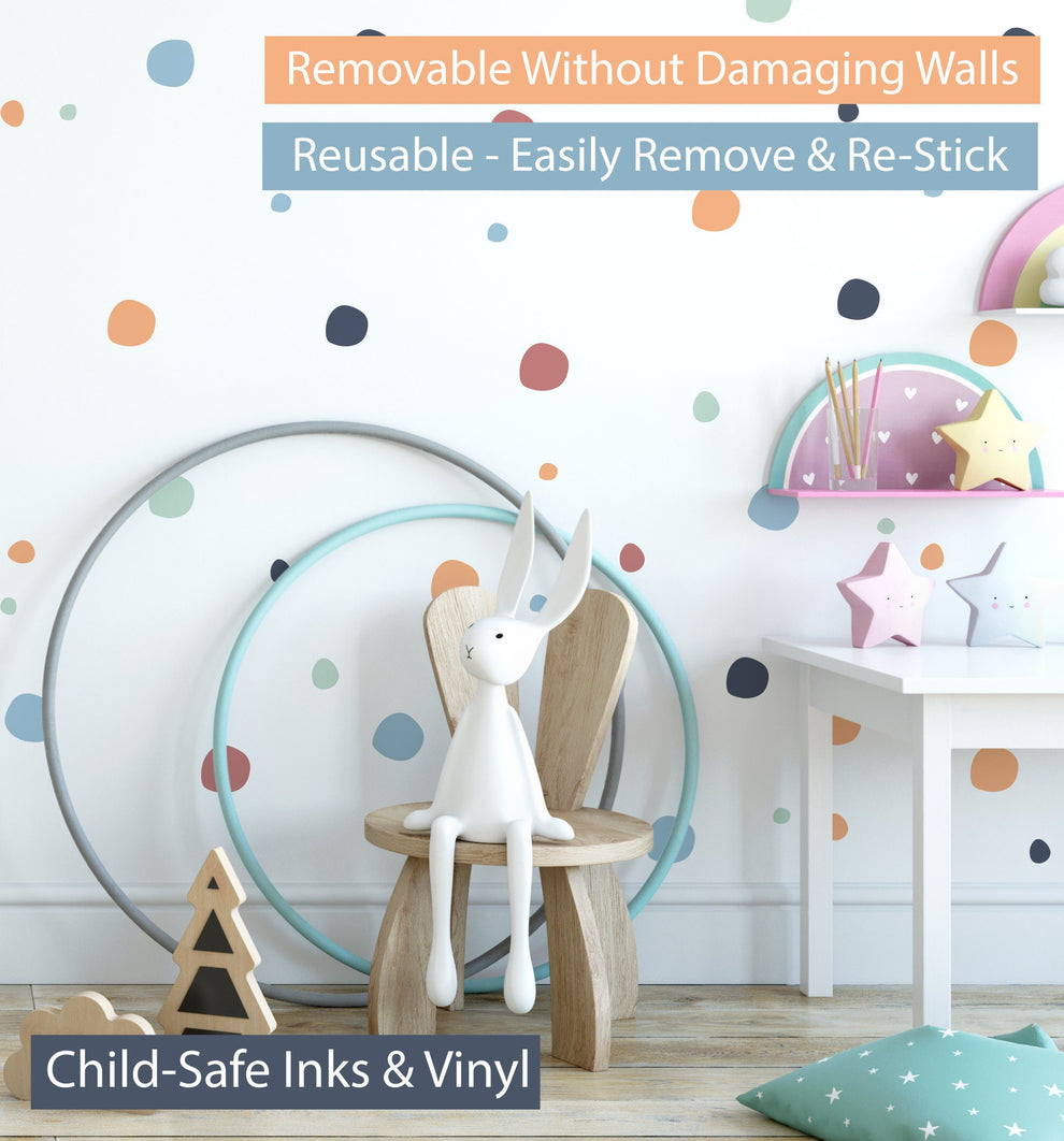 Boho Polka Dot Wall Stickers Decals For Kids Bedrooms Nursery PVC-FREE