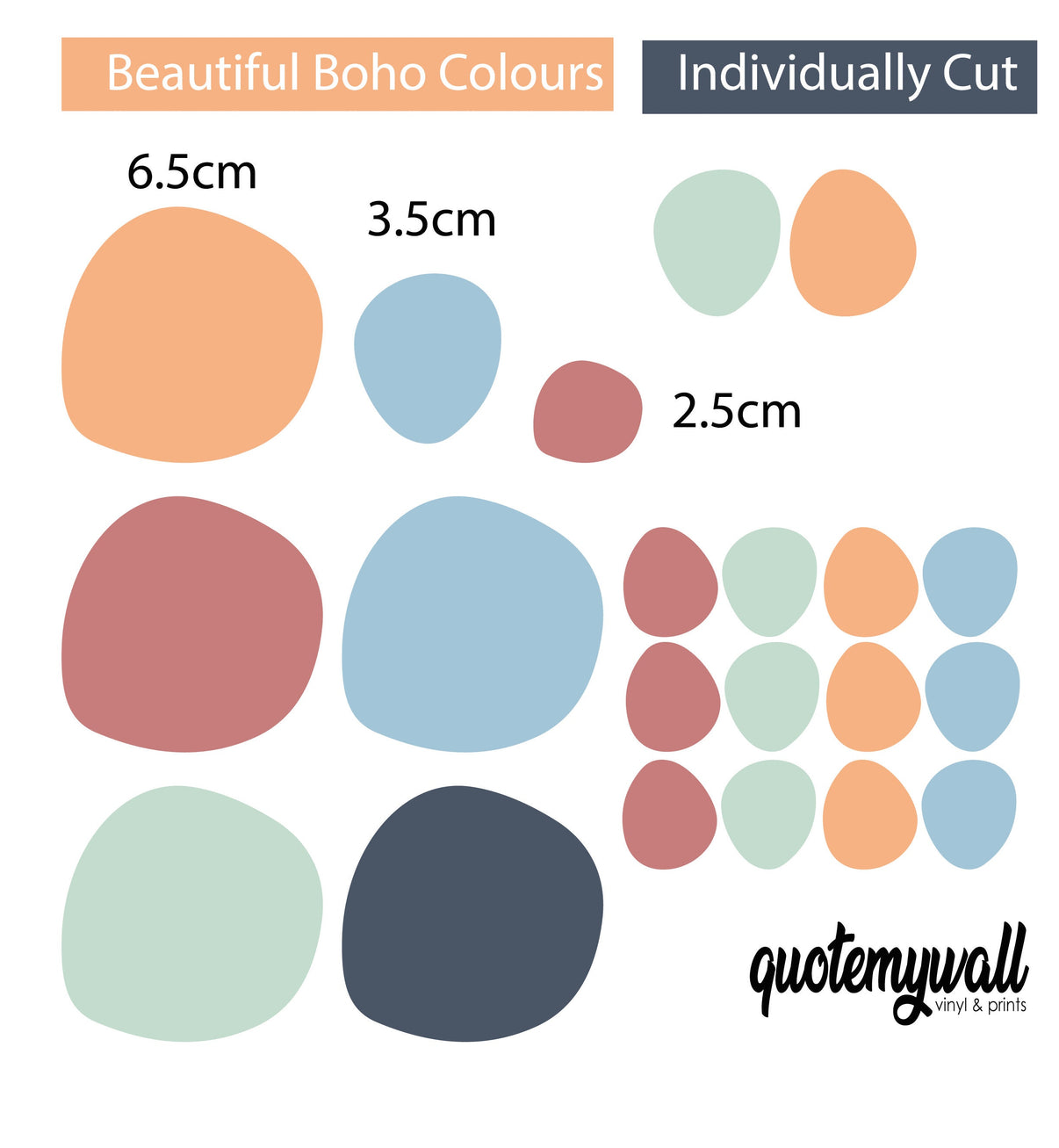 Boho Polka Dot Wall Stickers Decals For Kids Bedrooms Nursery PVC-FREE