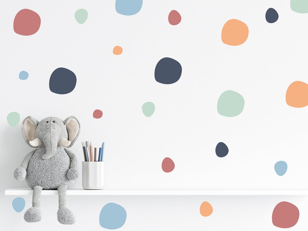 Boho Polka Dot Wall Stickers Decals For Kids Bedrooms Nursery PVC-FREE