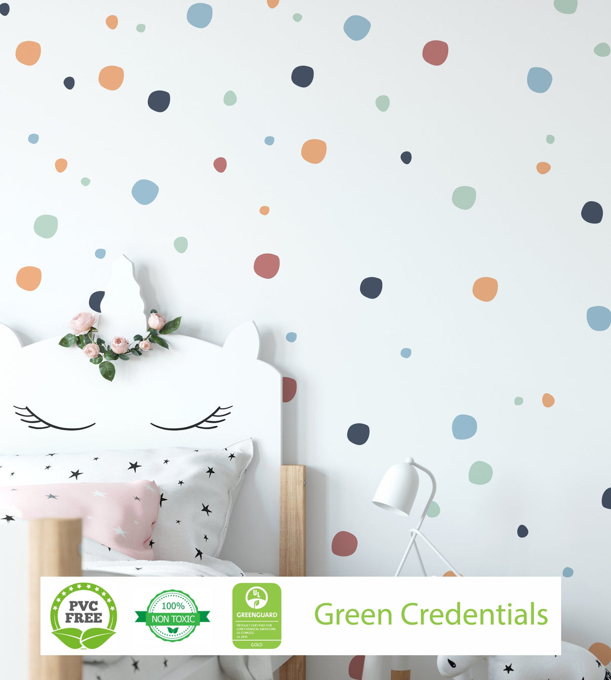 Boho Polka Dot Wall Stickers Decals For Kids Bedrooms Nursery PVC-FREE