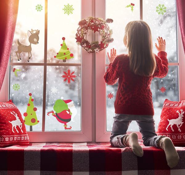 Christmas Santa & Reindeer Christmas Window Stickers