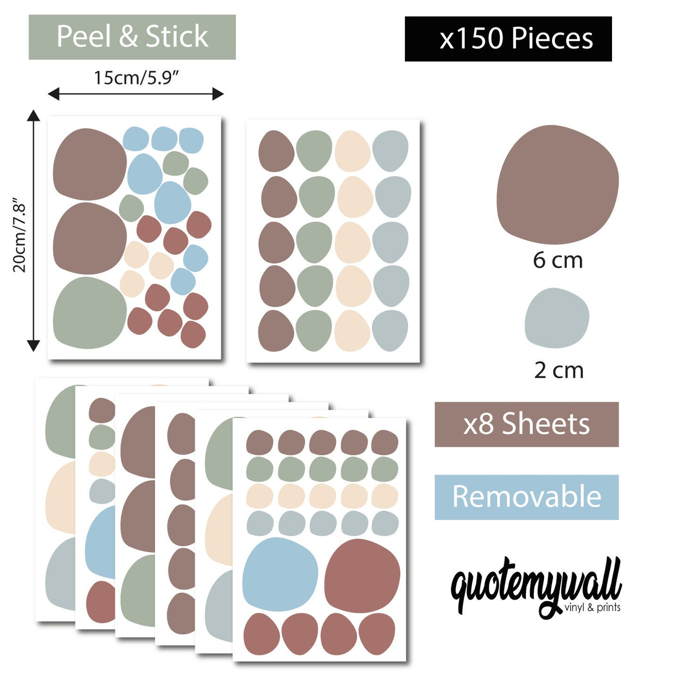 Earth Neutral Polka Dot Wall Stickers Wall Decals For Kids Rooms Child
