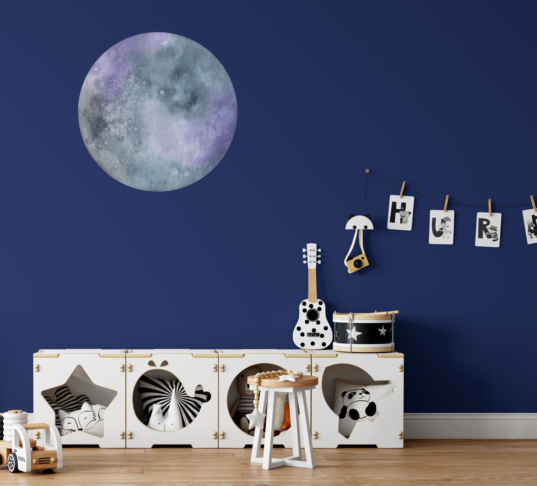 Kids Wall Sticker Moon Wall Decal Purple