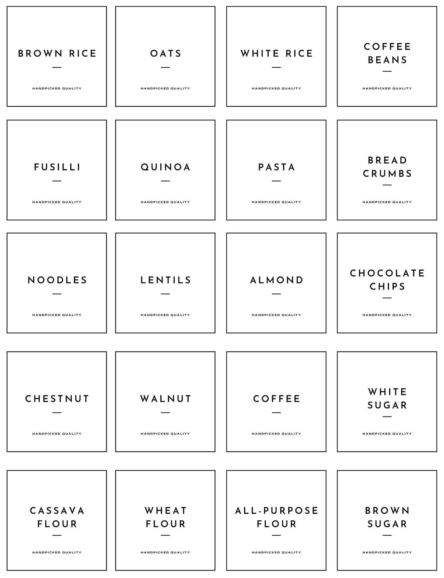 Kitchen Organisation Pantry Stickers Labels