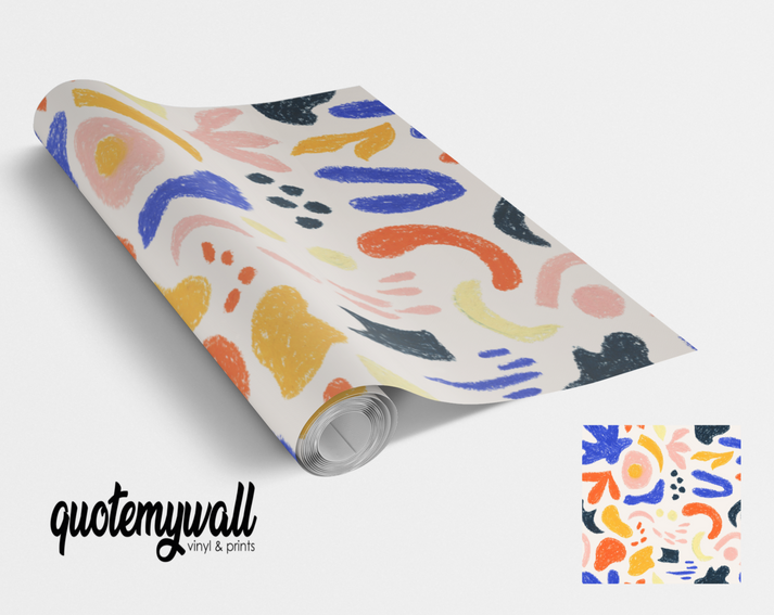 Hand Drawn Crayon Abstract Art Vinyl Furniture Sticker – QuoteMyWall