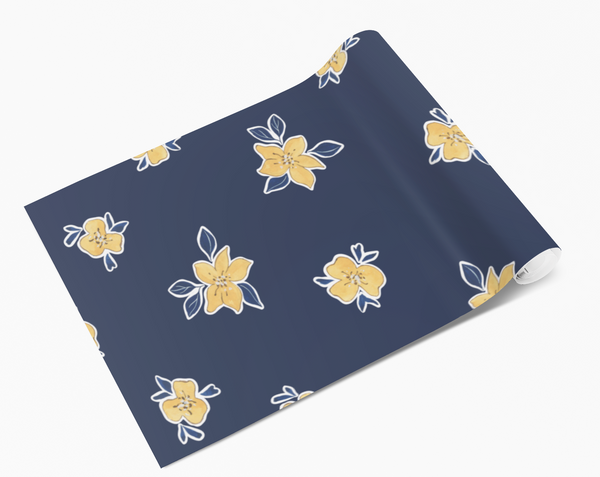 Navy Mini Yellow Flowers Cream Floral Flowers Self Adhesive Vinyl Wrap ...