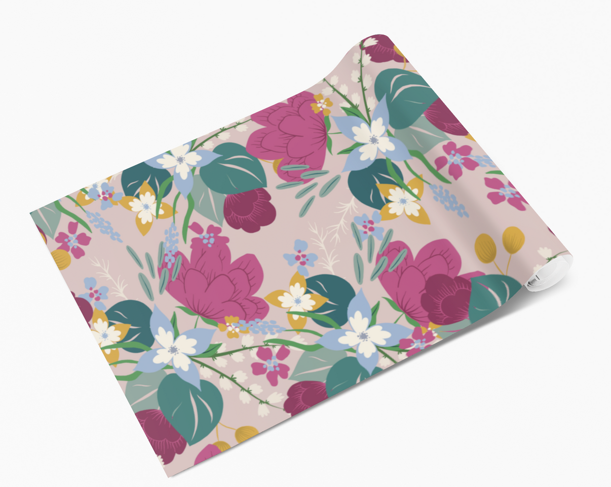 Maroon Floral Bunch Vinyl Furniture Sticker