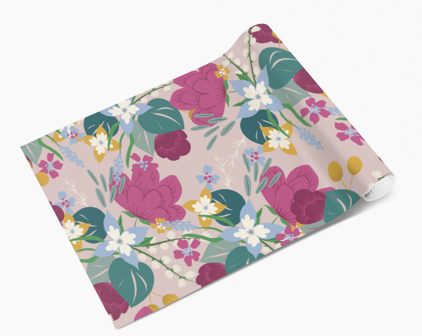 Maroon Floral Bunch Vinyl Furniture Sticker