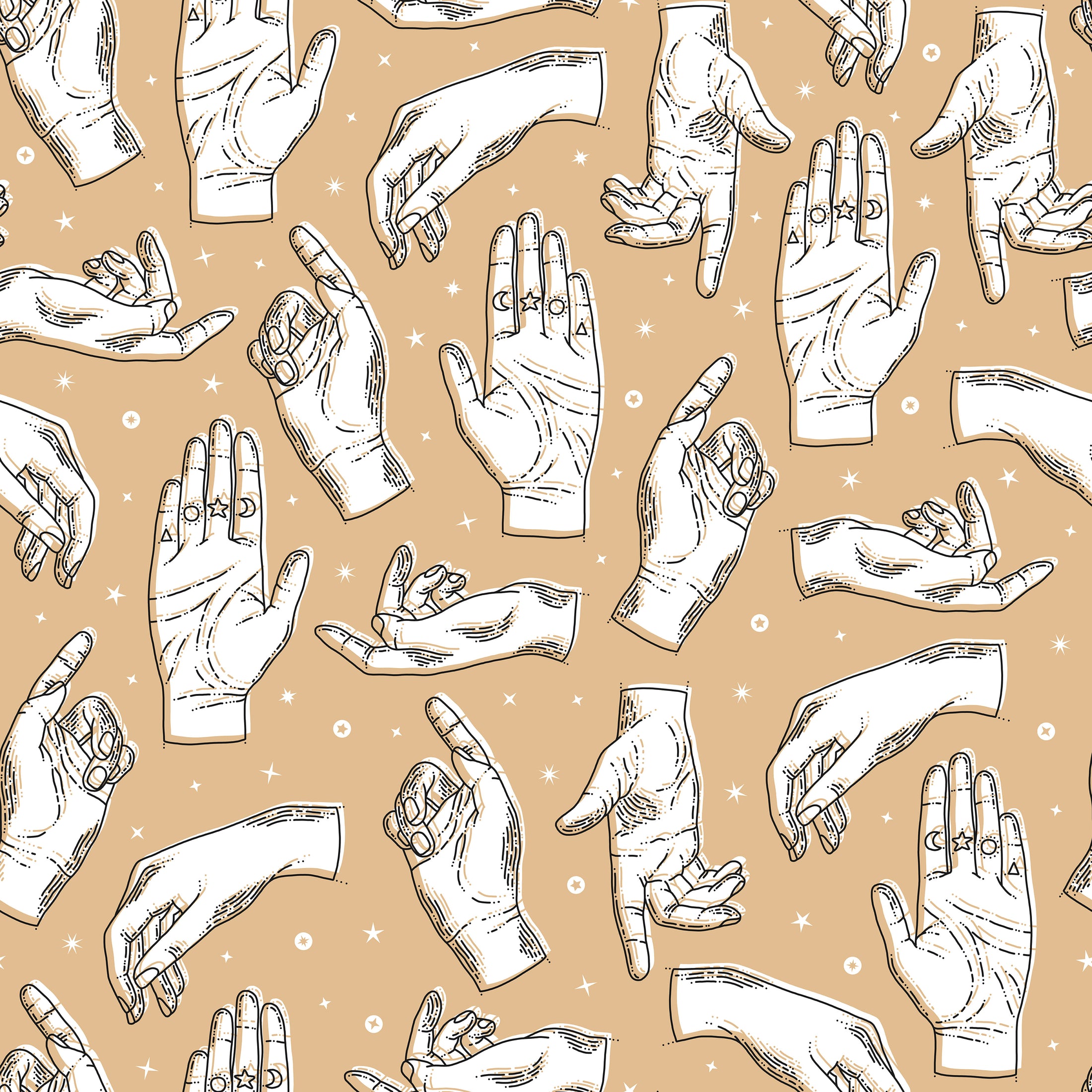 Cream Hands Palms Symbols Signs Vinyl Furniture Wrap