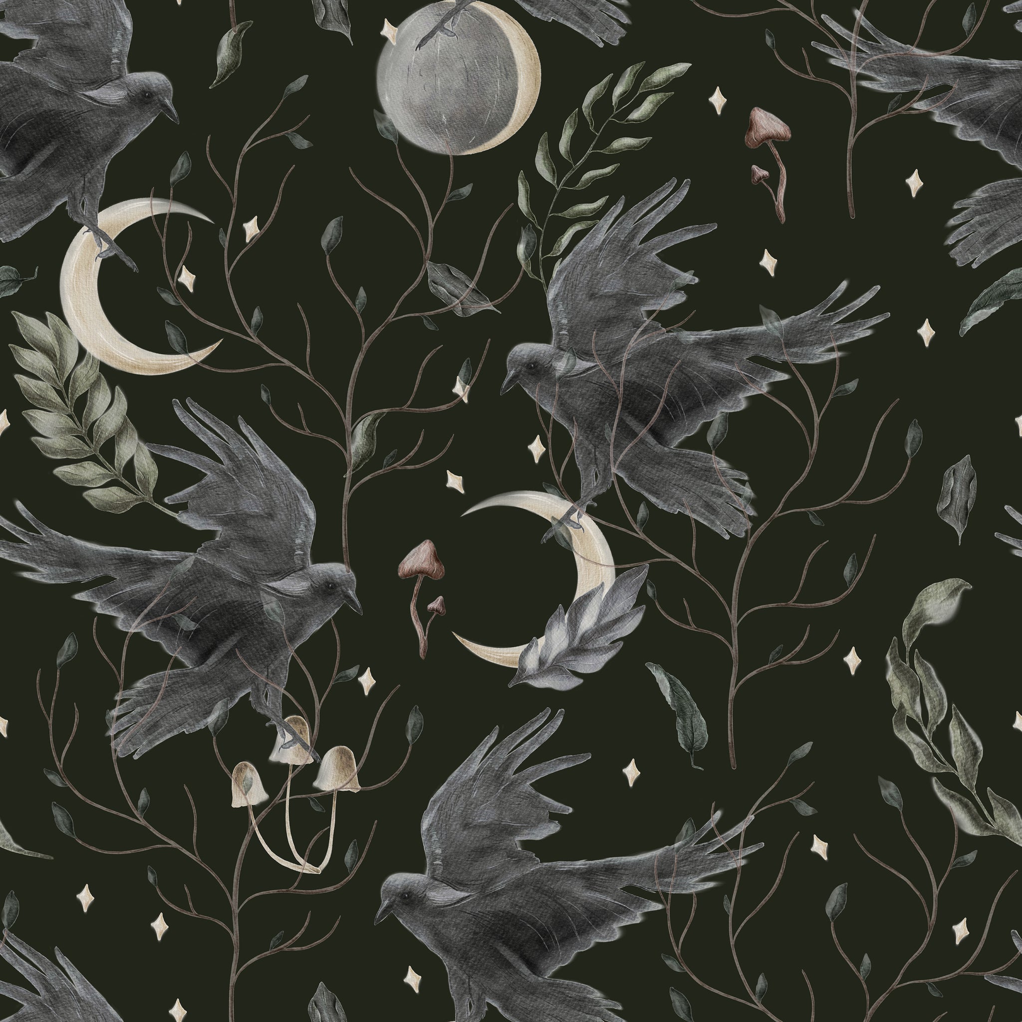 Raven Birds Night Moon Dark Self Adhesive Vinyl – QuoteMyWall