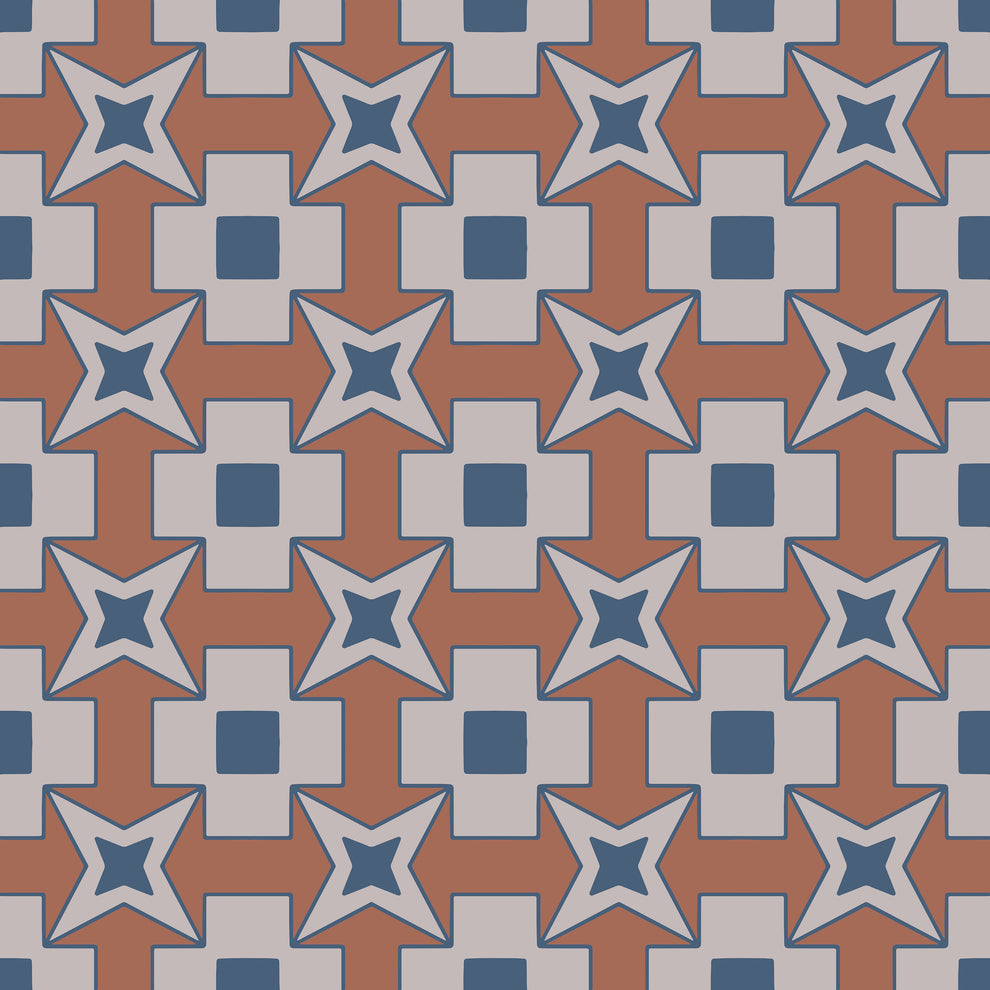 Light Brown Square Star Pattern Vinyl Furniture Sicker