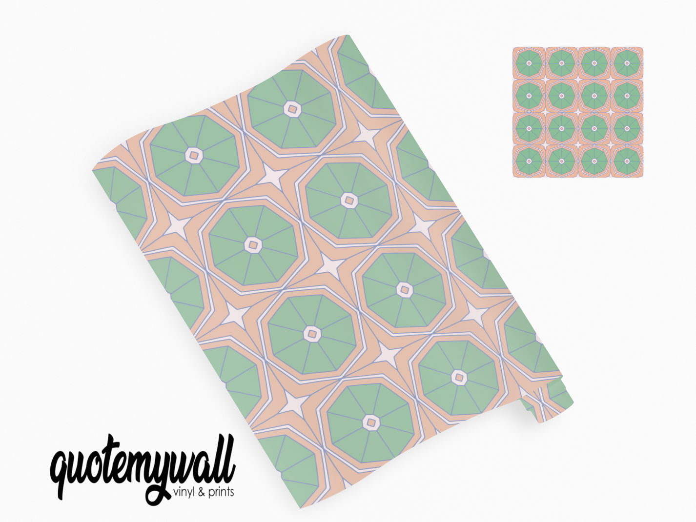 Orange/Green Octagon Kaleidoscope Vinyl Furniture Wrap – QuoteMyWall