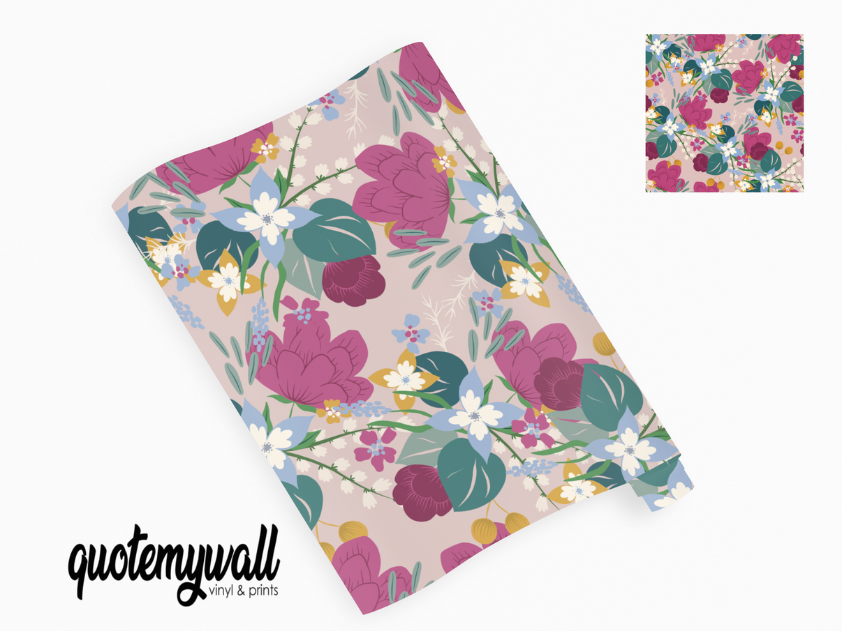 Maroon Floral Bunch Vinyl Furniture Sticker