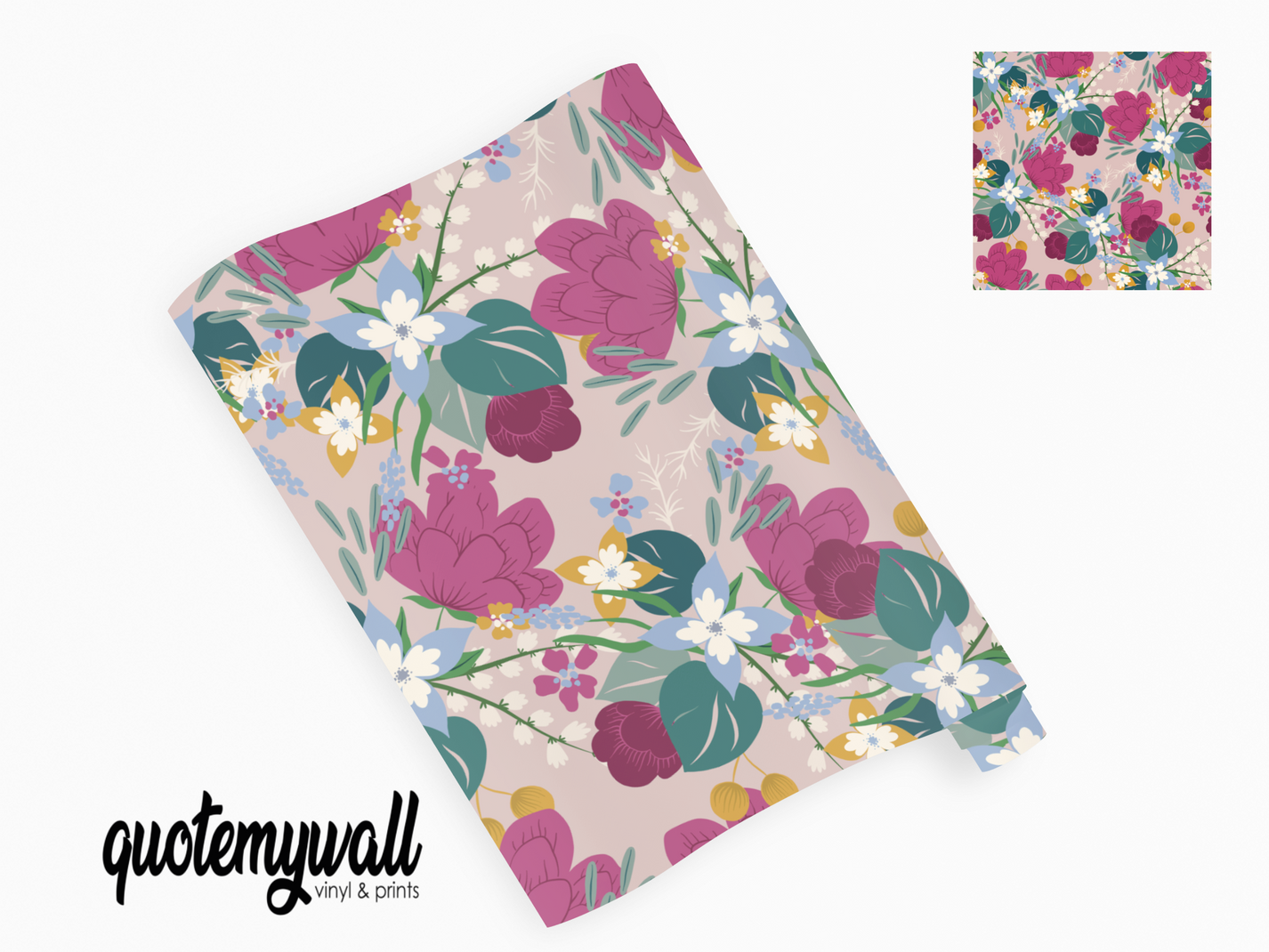 Maroon Floral Bunch Vinyl Furniture Sticker